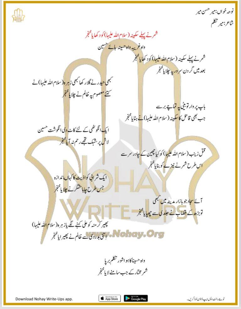 Shimr Ne Pehle Sakina (sa) Ko Dikhaya Khanjar | Mir Hasan Khususi Salam ...