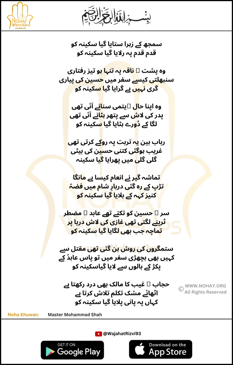 Samajh Ke Zahra Sataya Gaya | Syed Mohammad Shah - Nohay Write-Ups ...